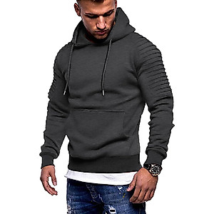 COOFANDY Men's Workout Hoodie Gym Sport Sweatshirt Athletic Pullover Casual Fashion Hooded With Pocket (Dark Gray., Large)