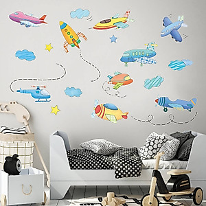 Airplane Wall Decals Plane Wall Stickers for Bedroom Wall Art Mural for Living Room Kids Room Wall Decor