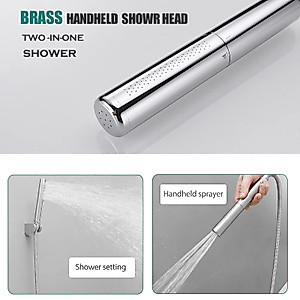 Homipro Chrome Brass 2 In 1 Function High Flow Handheld Shower Head Set High Pressure 7 Inch Chrome Finish Shower Head Sprayer Hand Shower Wand with 59 Inch Hose, Bracket