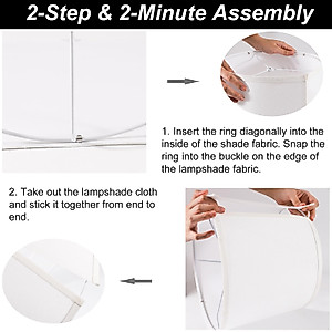 Lamp Shades Set of 2, 11"x13"x10" Large White Lampshades, Drum Lampshade for Table Lamps Floor Lamp, Natural Linen Fabric Replacement Lamp Shade, Hand Crafted Medium Lampshade, Easy Assembly