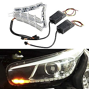 Auto-Tech 1Pair Car LED Crystal water lamp DRL lights with telescopic steering White to Yelllow light (White to Yellow)