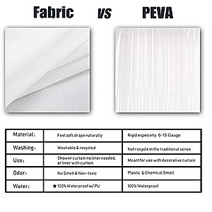 Barossa Design Waterproof Fabric Shower Curtain Liner Microfiber 70" W x 72" H - Hotel Quality, Machine Washable, White Shower Liner for Bath Tub, 70x72 Inches