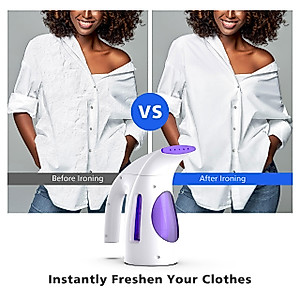Hilife Steamer for Clothes, Portable Handheld Design, 240ml Big Capacity, 700W, Strong Penetrating Steam, Removes Wrinkle, for Home, Office and Travel (Purple)