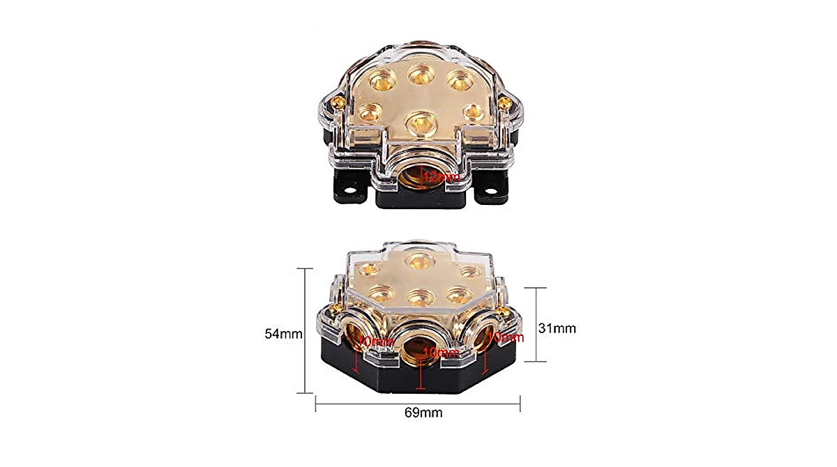 AUTOUTLET 5-Way Power Distribution Block for Cars & Auto Audio Systems