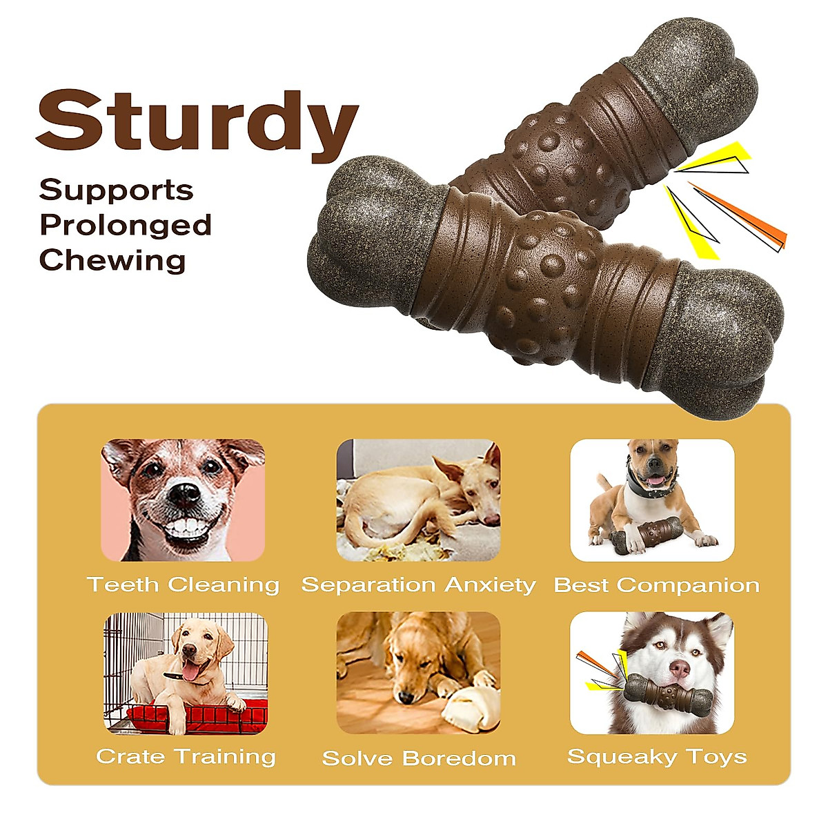 PunkyKom Dog Toys,Chew Toys for Aggressive Chewer,Large Dog Toys,Bone Chew Toys,Big Dog Toys for Cleaning Teeth,Consumable Coffee Wood,Relieving Boredom,Interacting,Strong,Large.Indoor,Outdoor.