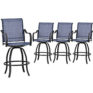 LOKATSE HOME Outdoor Swivel Bistro Stool Set of 4 for Balcony, Poolside, Backyard, Garden, Blue
