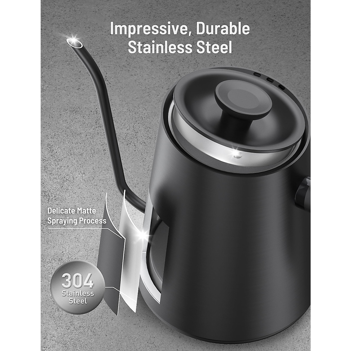Temperature Electric Kettle, Airyoyo Gooseneck Electric Kettle with 4 Variable Presets, ±1℉ Temperature Control & LED Real-time Temperature Display, Stainless Steel Inner, 24H Keep Warm