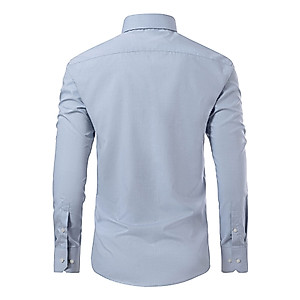 Gollnwe Men's Dress Shirt Long Sleeve Wrinkle-Free Casual Button Down Dress Shirt for Men Grey L