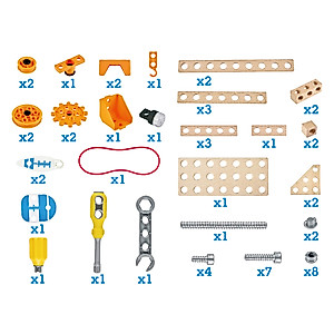 Hape Junior Inventor Deluxe Experiment Kit | 57 Piece Construction Building Toys, STEAM Science Kit for Kids 4 Years and Up (E3032A)