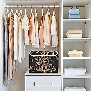 innewgogo Butterflies Storage Bins with Lids for Organizing Cube Cubby with Handles Oxford Cloth Storage Cube Box for Study Room