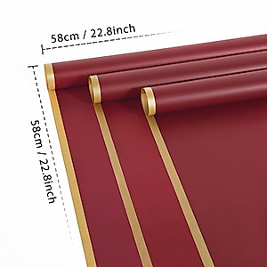 NESCCI 20 Sheet Flower Wrapping Paper - Waterproof Floral Bouquet Wrapping Paper, Florist Supplies Packaging Paper for Wedding Birthday Gift DIY (Wine Red)