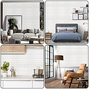 Arthome Brick Wall Panels 116 Sq.Feet Coverage,Peel and Stick 3D Wallpaper,Self Adhesive Waterproof Foam Brick for Living Room,Bedroom,Laundry,Kitchen,Fireplace,TV Wall Decoration (White 20 Pack)