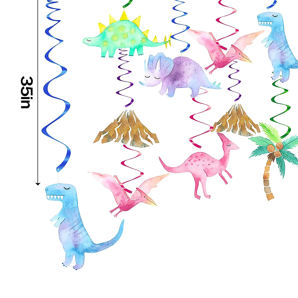 Girls Dinosaur Birthday Party Decorations, Pink Dinosaur Party Supplies, Girls Dino Party Banner and Hanging Swirls