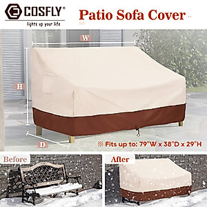 COSFLY Outdoor Furniture Covers Waterproof for Sofa, Patio Bench Covers for Outside Heavy Duty Fits up to 79W x 38D x 29H inches