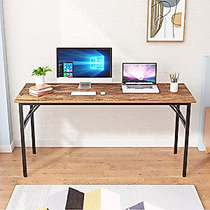 Computer Desk,62 Inch Large Desk Modern Simple Style Folding Tables,Home Office Writing Desk, Space Saving Foldable Table, No Install Needed AC5FB-157-S8-US