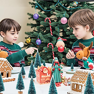 LOVEINUSA 40Pcs Bottle Brush Trees Christmas Table Decorations, Mini Christmas Trees in 5 Sizes for DIY Table Decor and Dioramas