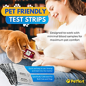 PetTest Diabetes Blood Glucose Tests Strips for Dogs and Cats for use with PetTest Glucose Monitor (50 Strips) Sterilized and Individually Sealed