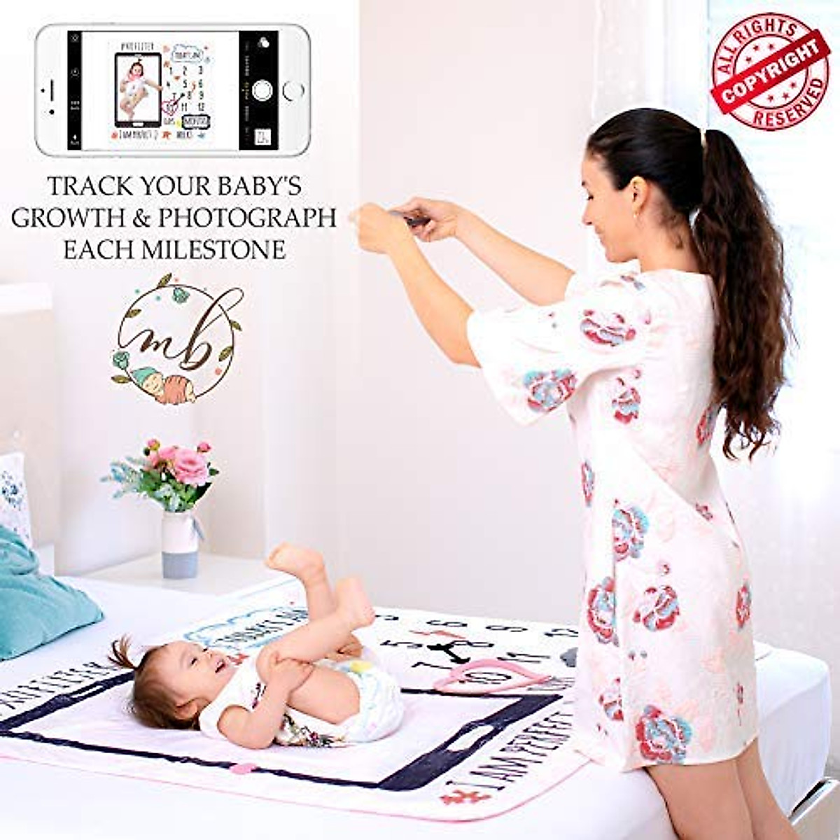 MeBlanky Baby Monthly Milestone Blanket – 3x Fluffier Newborn Monthly Milestone Blanket – 47”x47” Super Soft Fleece Milestone Blanket – First Year Baby Blanket – Baby Photo Blanket for Boys or Girls