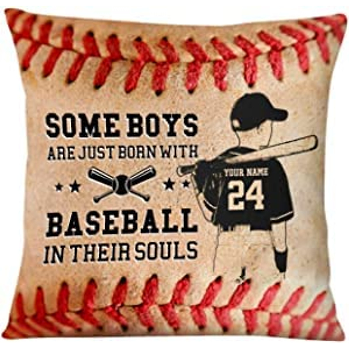 Resp Custom Baseball Pillow for Boys, Some Boys are Just Born with Baseball in Their Souls Pillow