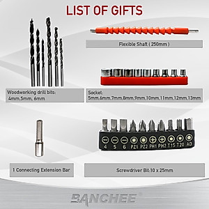 BANCHEE 20V Brushless Cordless Power Drill kit, 3/8 "keyless metal ratchet chuck, 23+1 Torque Settings with 2x1.5Ah Batteries and Charger, 2-Variable Speeds,27 Bit Set