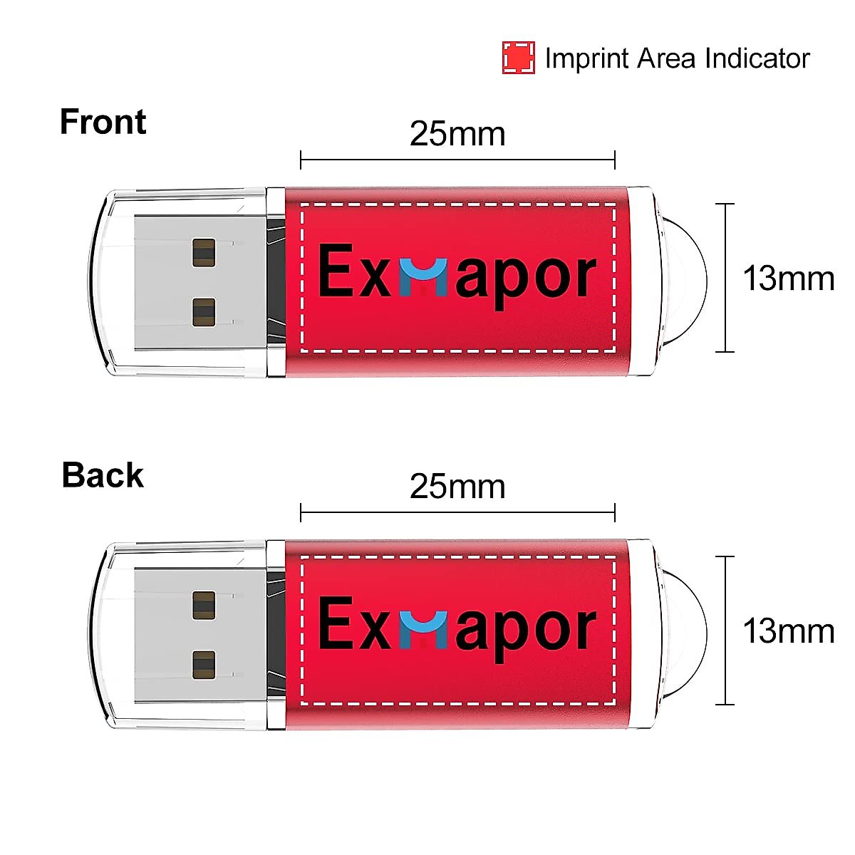 USB Flash Drives Customized 4GB USB Drive Rectangle Printed Logo/Name Memory Storage Thumb Drive Zip Drive for Computer Laptop MacBook 100PCS