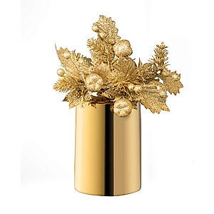 5 Pack Christmas Glitter Berries Stems, 12 Inch Artificial Christmas Picks for Christmas Tree Ornaments, DIY Xmas Wreath, Crafts, Holiday and Home Decor (Gold)