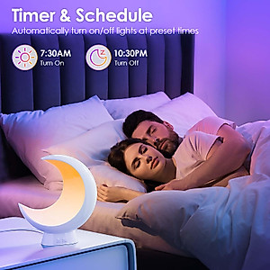 ECOLOR Smart Table Lamp, RGB APP Control Moon Lamp, Small Lamp with Scene Mode and Music Mode, Dimmable Warm White Light Touch Lamps for Bedrooms and Living Room