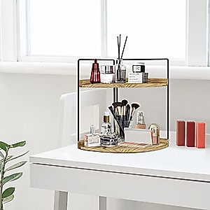 2-Tier Bathroom Counter Organizer, Bathroom Corner Storage Shelf, Bathroom Trays for Counter Vanity Organizer, Cosmetic Holder Perfume Makeup Standing Rack, Bathroom Sink Organizer Kitchen Spice Rack