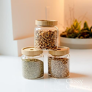 Set of 3 Airtight Glass Jars with Bamboo Lids - Decorative & Durable 16-Oz Borosilicate Glass Canisters Hold Coffee Beans, Tea, Flour, Sugar, Nuts, Candy, Bath Salts & More