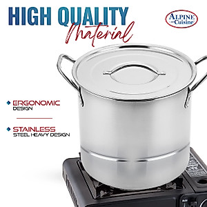 Alpine Cuisine 12 Piece Stainless Steel Stock Pot Steamer Set 6.5/9.5/12/16 Quart