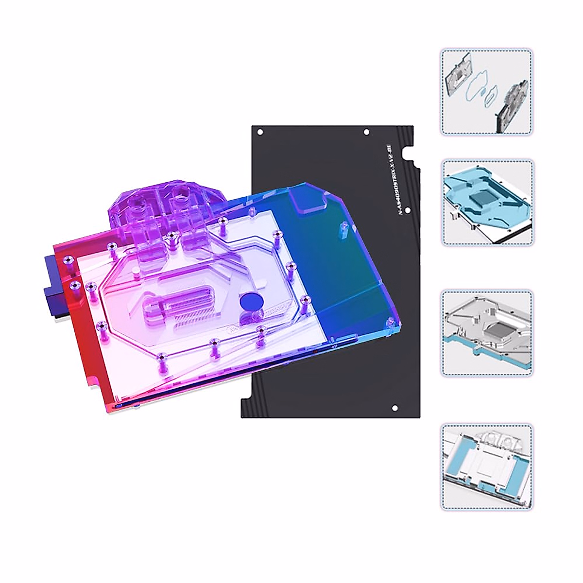 Copper GPU Water Cooling Block GPU Waterblock Graphics Card Water Cooling Block for ASUS GeForce RTX 4090 TUF Strix (5V ARGB RBW Aura Effect LED Lights GPU Block with Backplate)