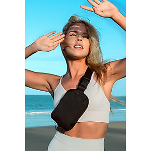 Lulu Belt Bag For Women and Teen Girls - Ladies Bum Bag Fashion Waist Packs, Lulu Dupe Bag Fanny Pack, Aesthetic Stuff - Lulu Dupes Everywhere Belt Bag, Gifts for Women (Black)