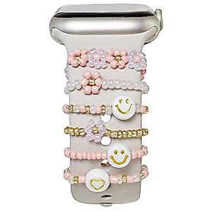 Heesch Watch Band Charms Compatible with Apple Watch Charms for Band Women Beads Decorative Ring Loops Charm for Apple Watch Band Charms Accessories