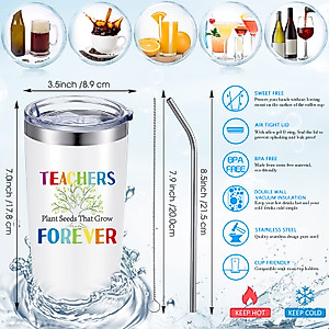 Sabary 12 Pieces Funny Thank You Gifts, 4 Teacher Travel Tumbler, 4 Teacher Makeup Bag with Zippers, 4 Teacher Apple Keychains, 20 oz Mug Tumbler for Birthday Teacher Appreciation Week