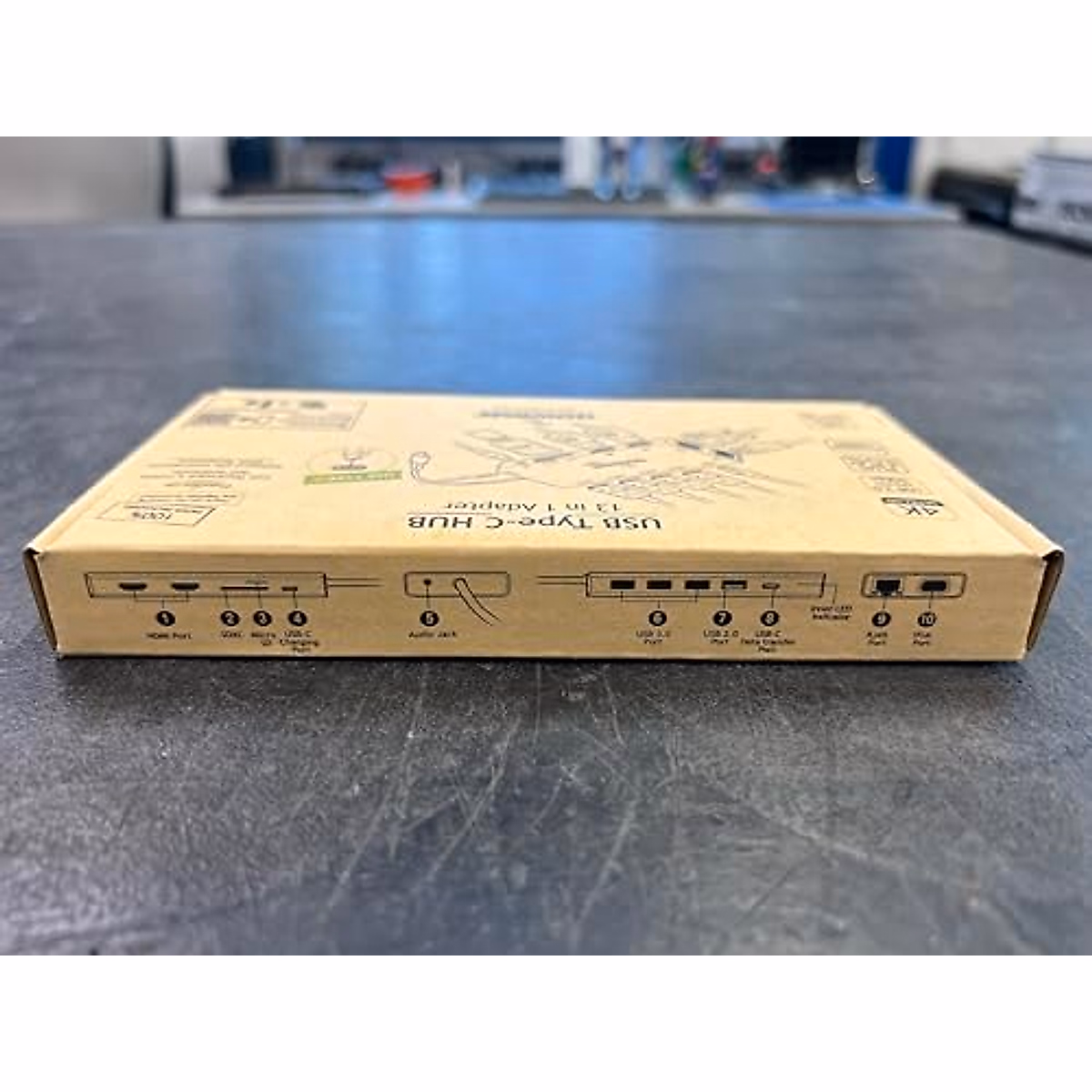 Tecnoware Hub USB Type-C, 13 in 1 Adapter, Compatible with MacBook, Notebook, iPad, Windows, Huawei ecc. 13 Ports: USB 2.0/3.0, USB Type-C, Ethernet, HDMI 4K, Card Slot SDXC, Micro SD, Jack Audio.