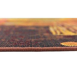 Unique Loom Outdoor Modern Collection Area Rug - Pine (5' 4" Square, Multi/ Brown)