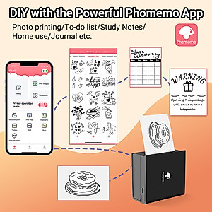 Phomemo M02 Sticker Printer - 2024 Mini Pocket Printer Portable Thermal Inkless Photo Printer via Bluetooth - Good for Exam Notes, Study Notes, Scrapbooking, Journal, Work, Gifts
