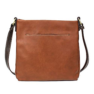 CHALA Laser Cut Crossbody Faux Leather - Metal Feather - Brown