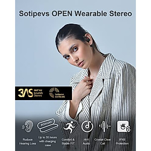 Open Ear Headphones Bluetooth 5.3 Wireless Earbuds with 800mAh Charging Case, Superior Stereo Sound Ear Buds with HD Mic for iPhone & Android, IPX6 Waterproof Open Wearable Stereo Earphones Sports