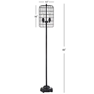 JONATHAN Y JYL4030A Odette 65" Industrial Metal Floor Lamp Industrial,Rustic,Transitional for Bedrooms, Living Room, Office, Reading, Black/Silver