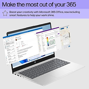 HP 14 FHD Laptop Computer, Intel Quad-Core Pentium N200 (Beat i5-8250U), 4GB RAM, 128GB SSD, WiFi, Webcam, Fast Charge, Backlit Keyboard, 1 Year Microsoft Office 365, Win 11, w/GM Accessory