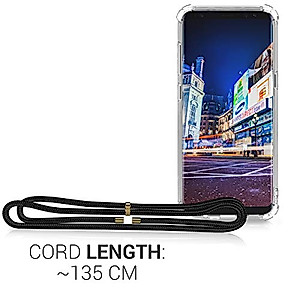 kwmobile Crossbody Case Compatible with Samsung Galaxy S8 Case - Clear TPU Phone Cover w/Lanyard Cord Strap - Black/Transparent