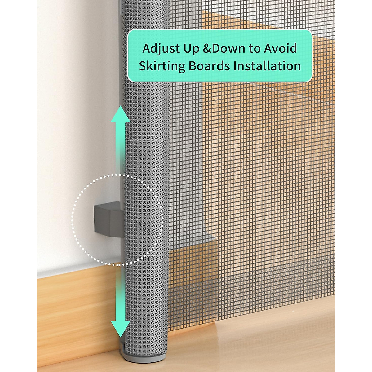 GROWNSY Retractable Baby Gates, Pet Gate with Cat Door - 33" Tall, Extends to 55" Wide Dog Gate for Stairs, Mesh Baby Gate with Door for Cats/Small Dogs, Easy Install for Doorways, Indoor &Outdoor