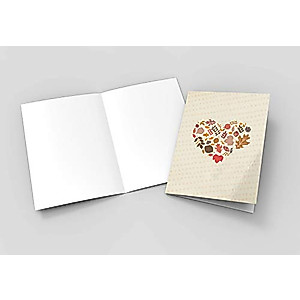 Note Card Cafe Fall Greeting Cards with Kraft Envelopes | 24 Pack | Happy Fall Heart Design | Blank Inside, Glossy Finish | Autumn, Winter, Christmas, Occasions