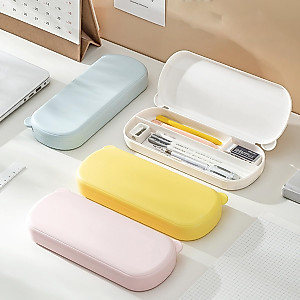 JANEMO pencil pouch Large Capacity Pencil Case Pouch, Portable Aesthetic Cute Big Capacity Pencil Cases Pen Office Travel Stationery Makeup Bag, Desk Organizer for College Adults Women Men (white)