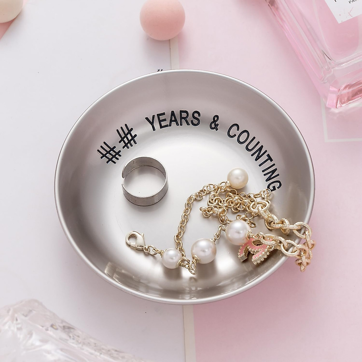 Quany Life 10 Year Anniversary Tin for Her Him - Wedding Tin Jewelry Ring Holder Dish, 10 Year Anniversary Tin Gifts for Wife, Couple, Parents, Friend Her Him