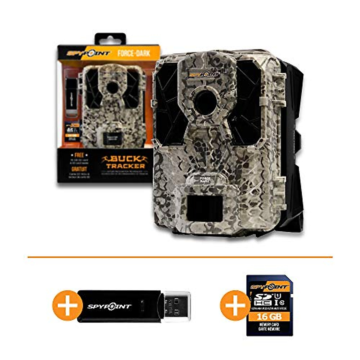 SPYPOINT Force-Dark Trail Camera 42 LED Infrared Flash Game Camera with 80-foot Flash and 110-foot Detection Range 12MP 0.07-second Trigger Speed