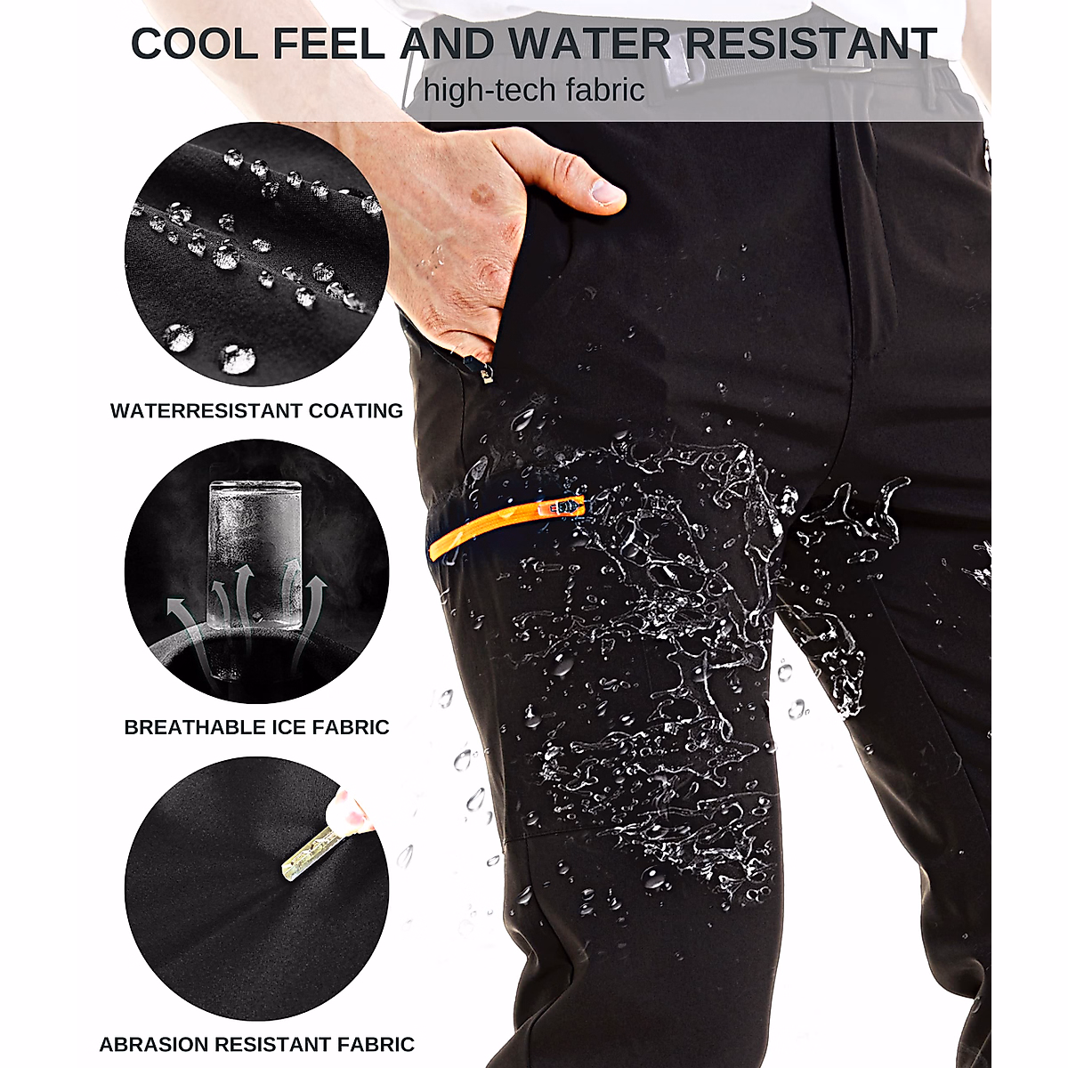 NATUVENIX Hiking Pants for Men, Lightweight Mens Travel Pants Quick Dry Fishing Pants Men Water Resistant Outdoor Pants Work