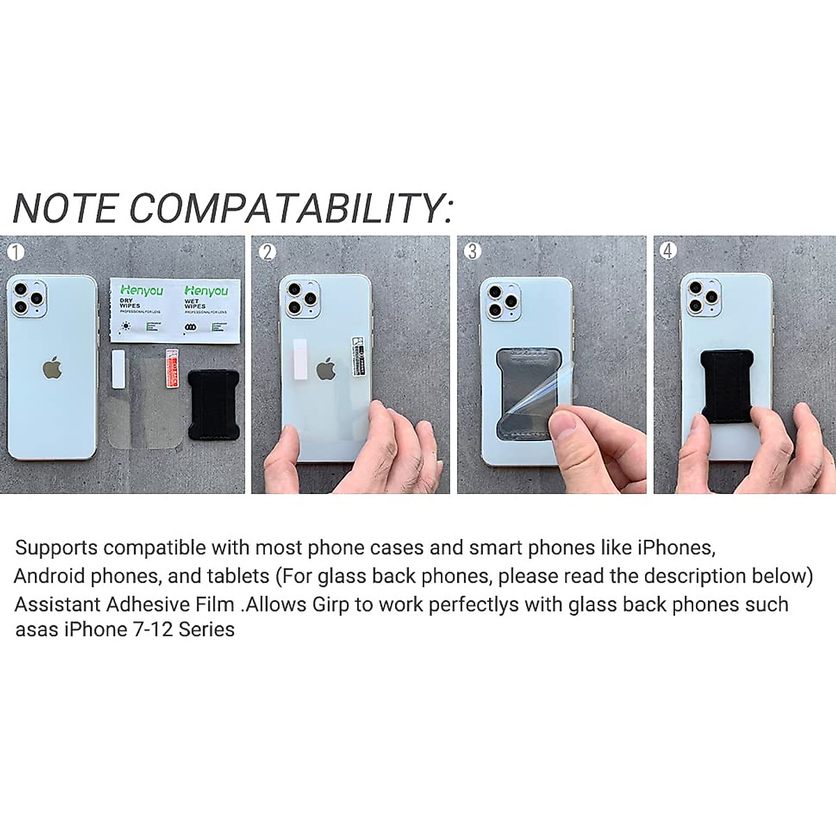 WUOJI Phone Loop Finger Holder,Cell Phone Finger Grip Strap Holder for Hand, Ultra Thin Anti-Slip Cell Phone Grips Band Holder for Back of Phone Compatible with Most Smartphones (Black Purple)