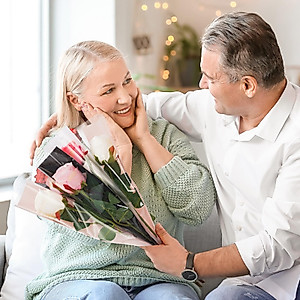 Whaline 150 Pieces Single Rose Sleeve White Pink Black Single Flower Wrapping Bags Plastic Single Flower Packaging Cellophane Sleeves for Wedding Birthday Mother's Day Valentine's Day, 3 Colors